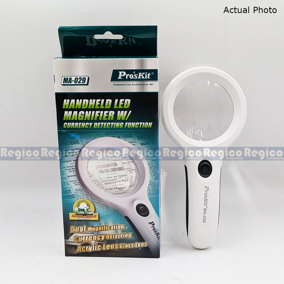 Proskit 2.5x Magnification UV Light Handheld LED Magnifier Magnifying ...