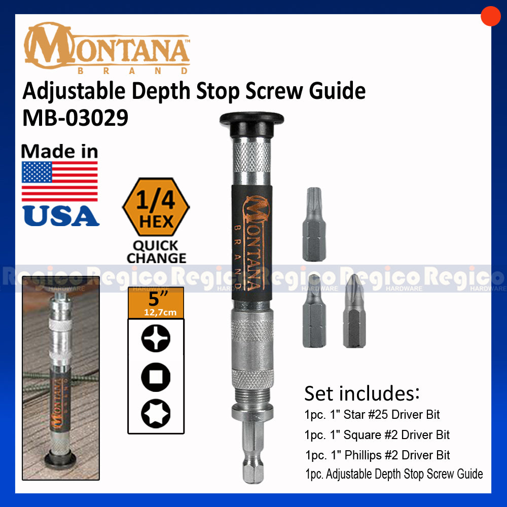 Montana MB-03029 Adjustable Depth Stop Screw Guide – PJRegico Hardware