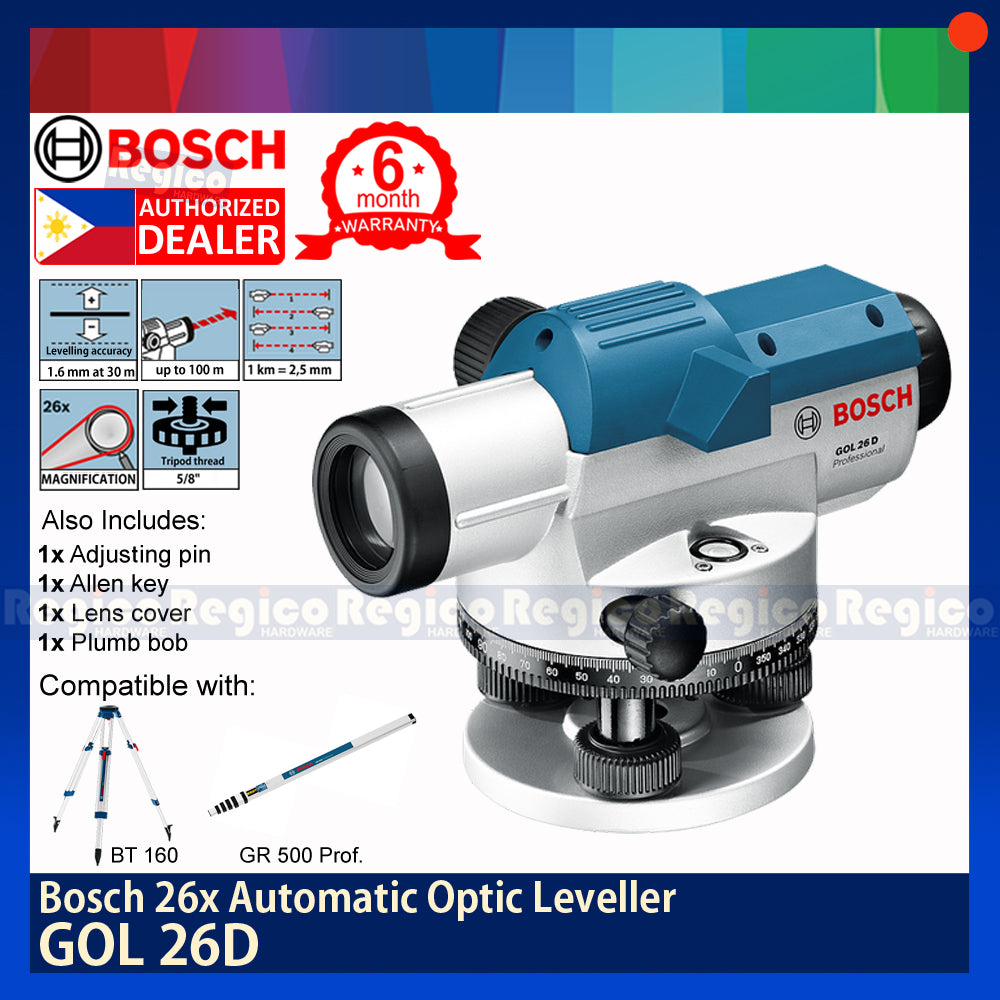 BOSCH GOL 26 D 26x Automatic Optic Leveller Bosch Measuring – PJRegico ...