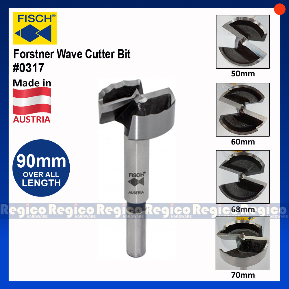 Fisch Tools Large sizes Forstner Wave Cutter Wood Bit 50mm 60mm 68mm 7 ...