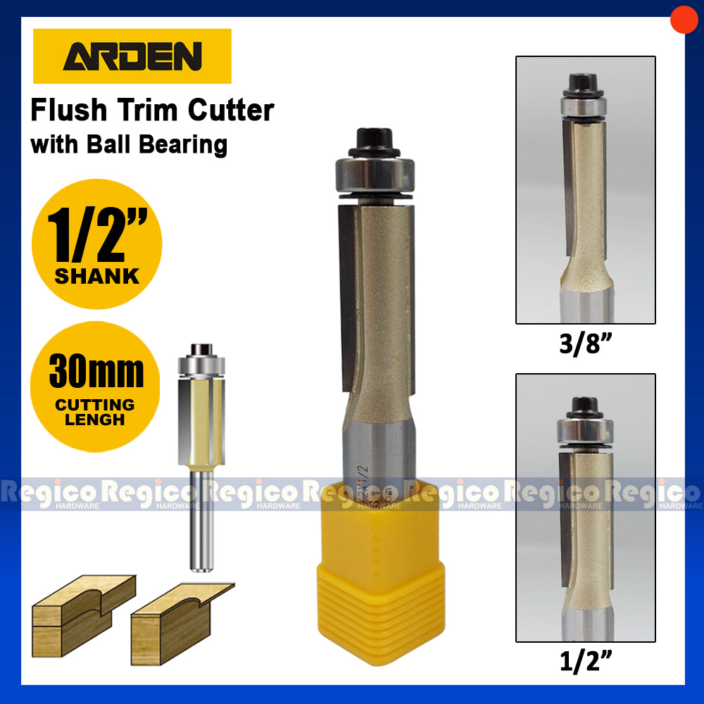 ARDEN 1/2" Shank Flush Trim Router Bit with Ball Bearing #0201 ...