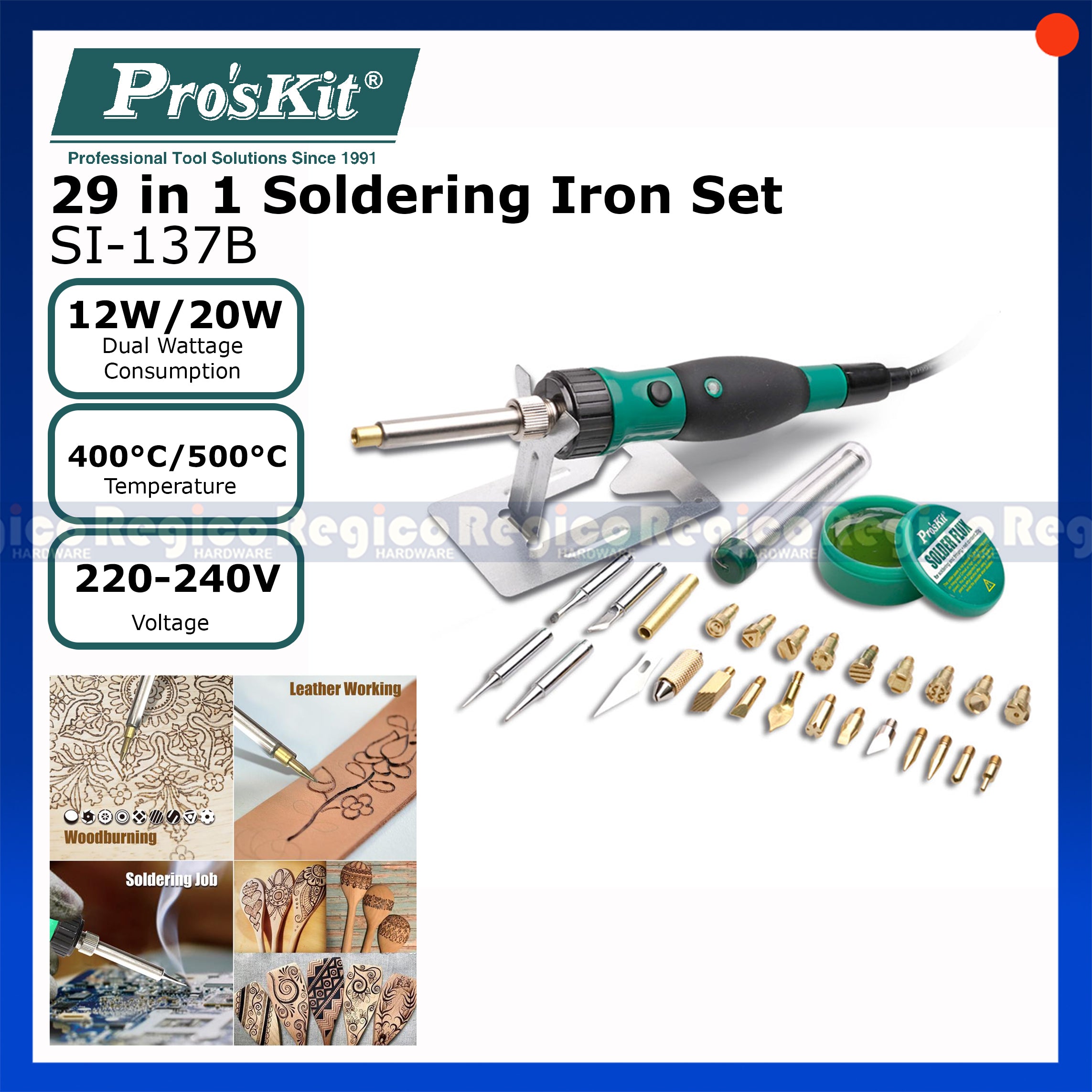 ProsKit 29 in 1 Wood Burner Soldering Iron Set SI-137B – PJRegico Hardware