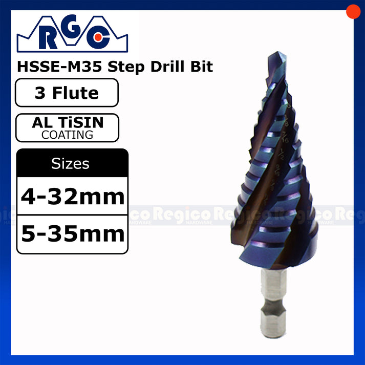 RGC AlTiSiN Coating 3 Flute Spiral Step Drill Bit – PJRegico Hardware