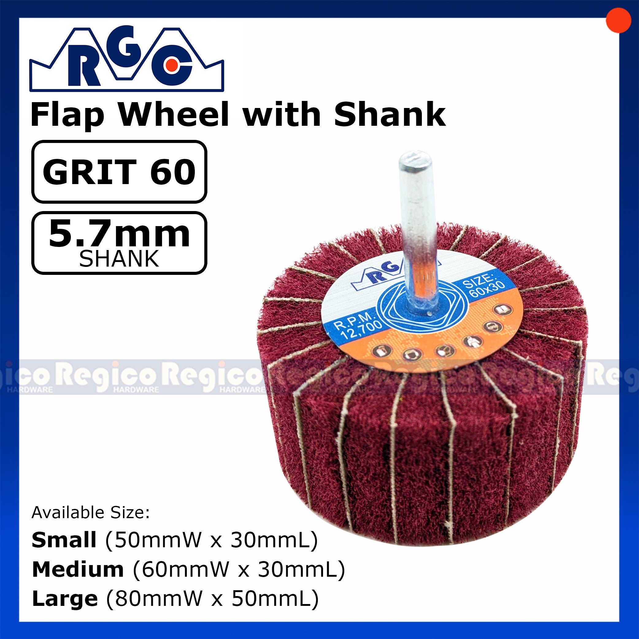RGC Grit 60 Non-Woven Flap Wheel with Shank for Electric Cordless Hand ...