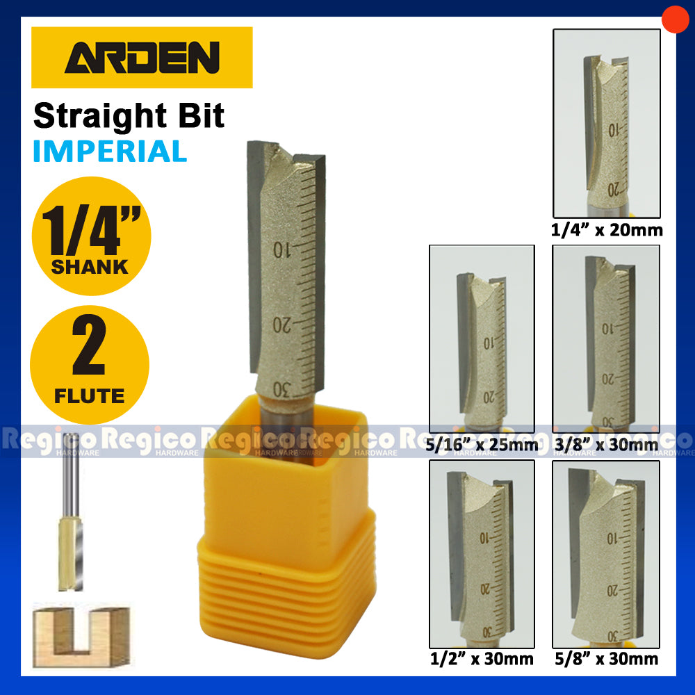 ARDEN 2 Flute 1/4 Shank Imperial Straight Router Bit #0102 – PJRegico ...